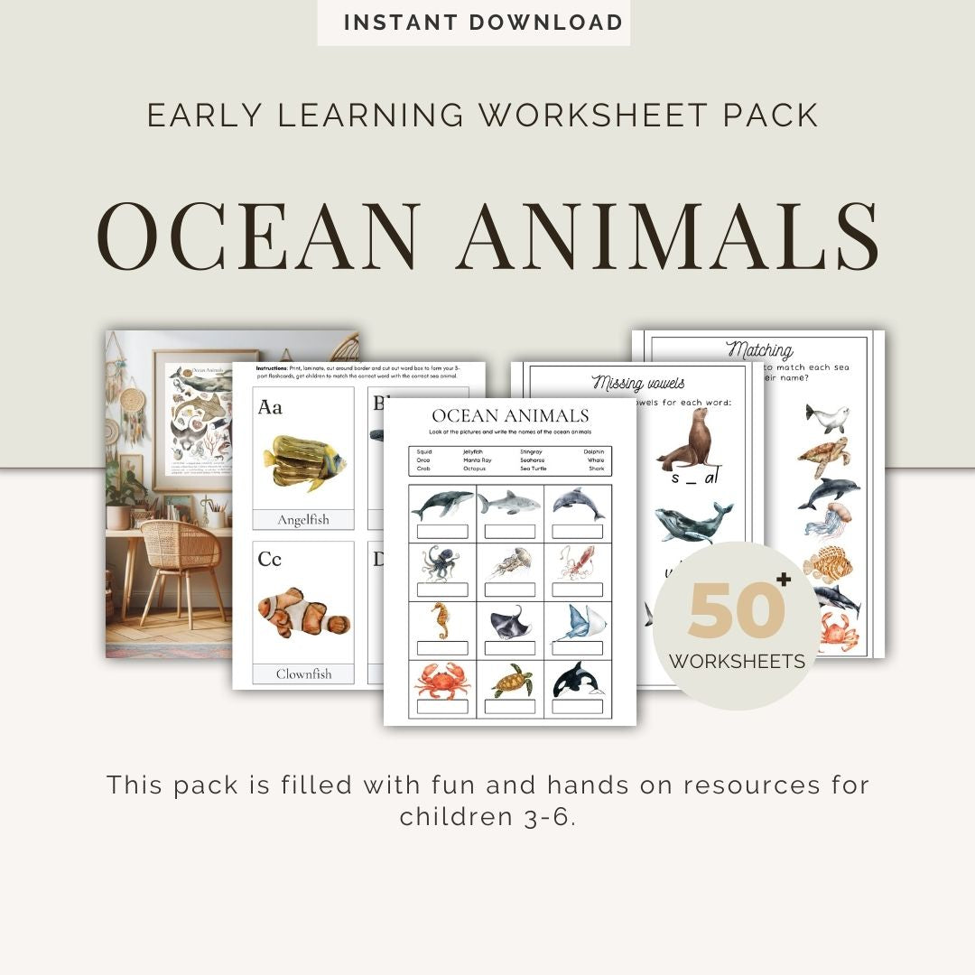 Ocean Animals Education Pack – Bored to Brilliant